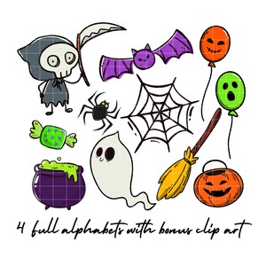 Halloween Doodle Letters With Clip Art PNG Files, Make Your Own Name ...