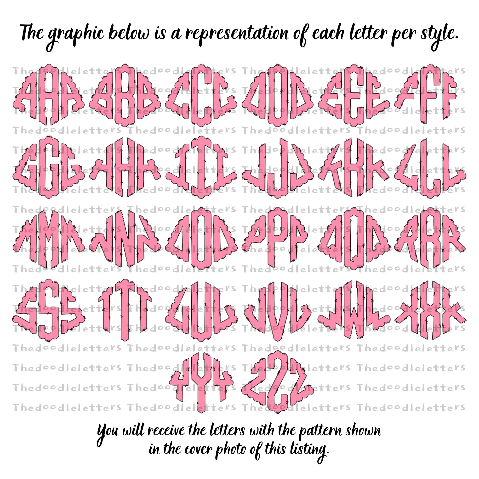 Daisy Monogram Letters Sublimation PNG Hand Drawn Doodle Full - Etsy