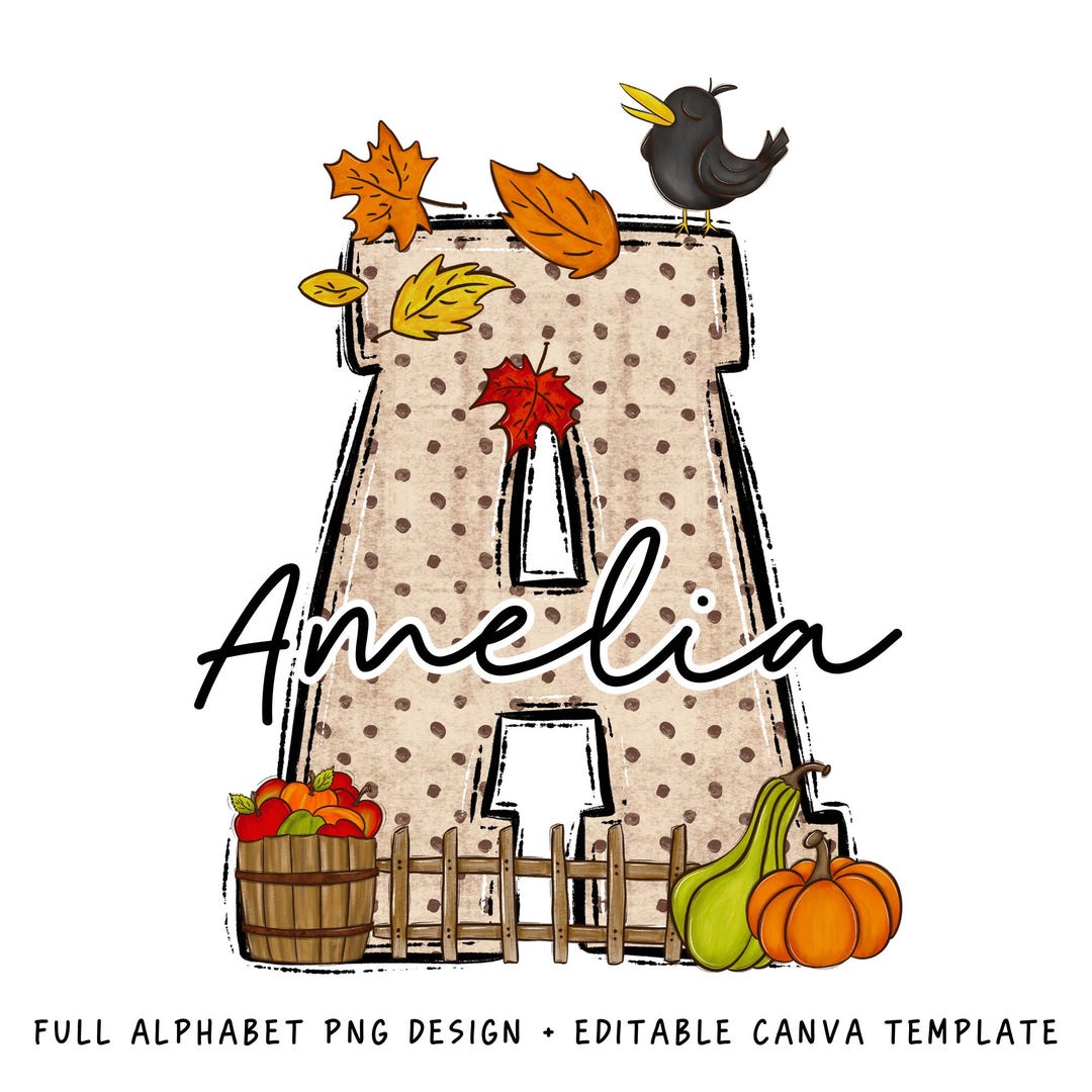 Fall Alphabet Doodle Letters PNG, Custom Name Fall Shirt, CANVA ...