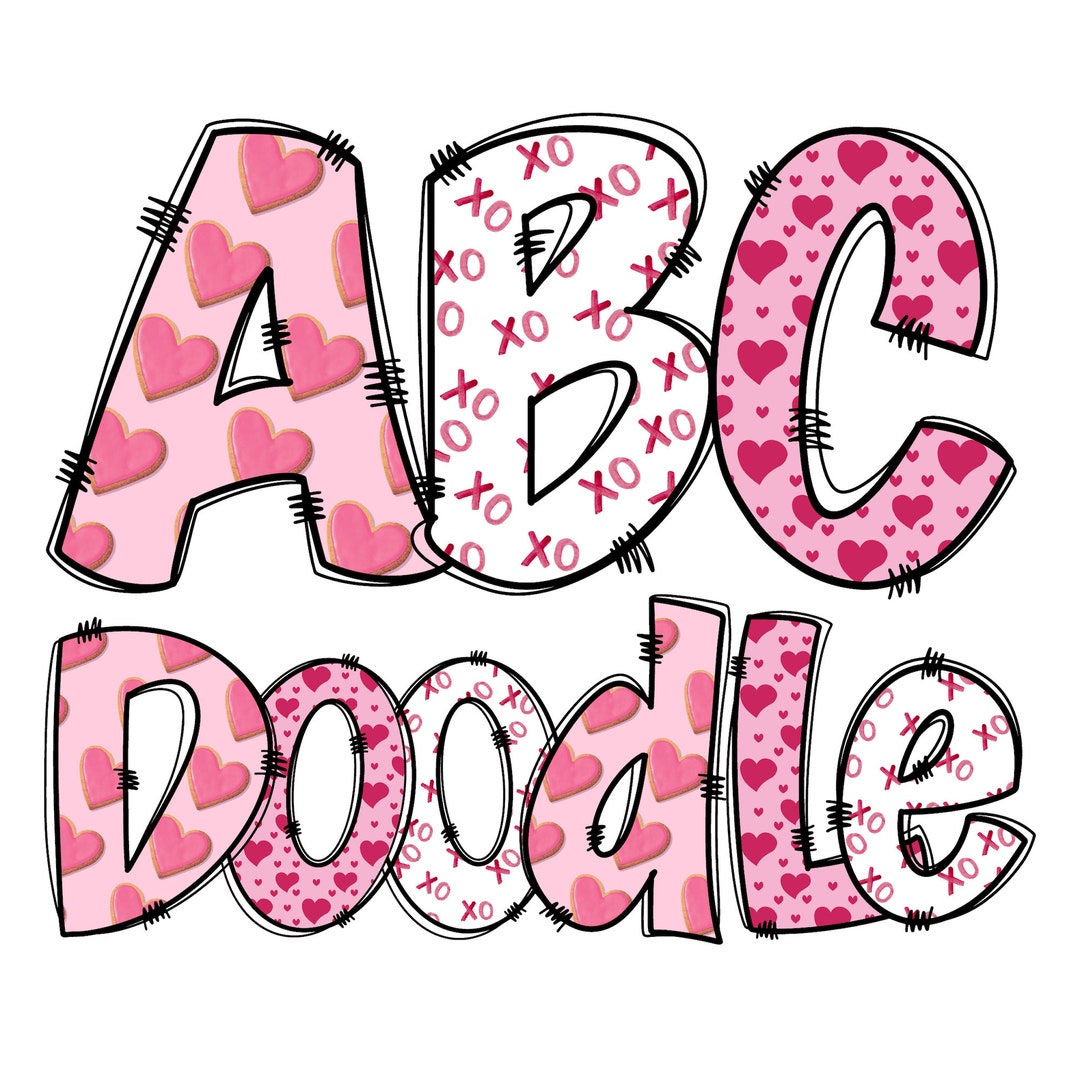 Pink Heart Love Doodle Letters, Custom Kid Name, Valentine Mama Png ...