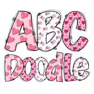 Pink Heart Love Doodle Letters, Custom Kid Name, Valentine Mama Png ...