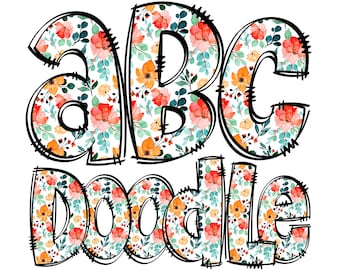 Block Letters Scribble Boho Doodle Alphabet PNG Bundle Doodle ...