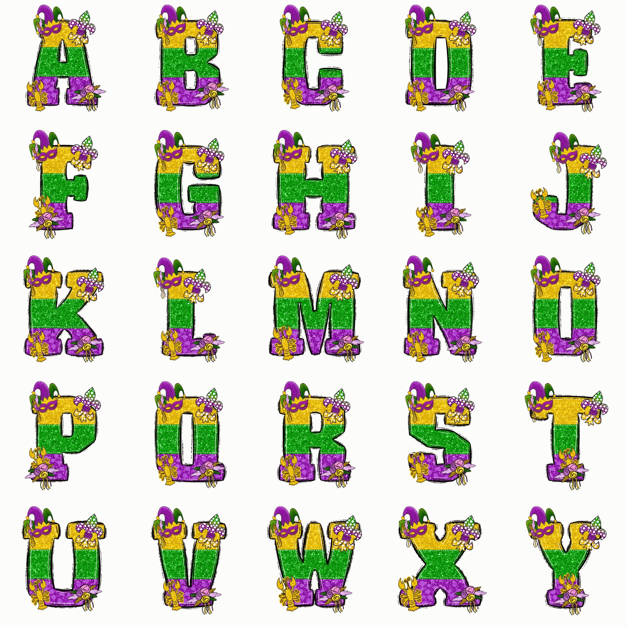Mardi Gras Doodle Letter, Add Your Own Name, Personalized Custom Name ...