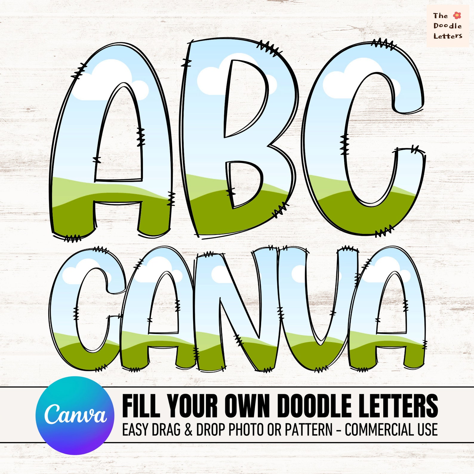 Canva Frame Doodle Alphabet Letters, Fill Your Own Doodle Letters on ...