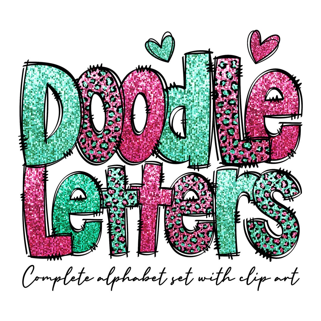 Spring Sequin Leopard Doodle Letters Alphabet Set, Bright Colorful ...