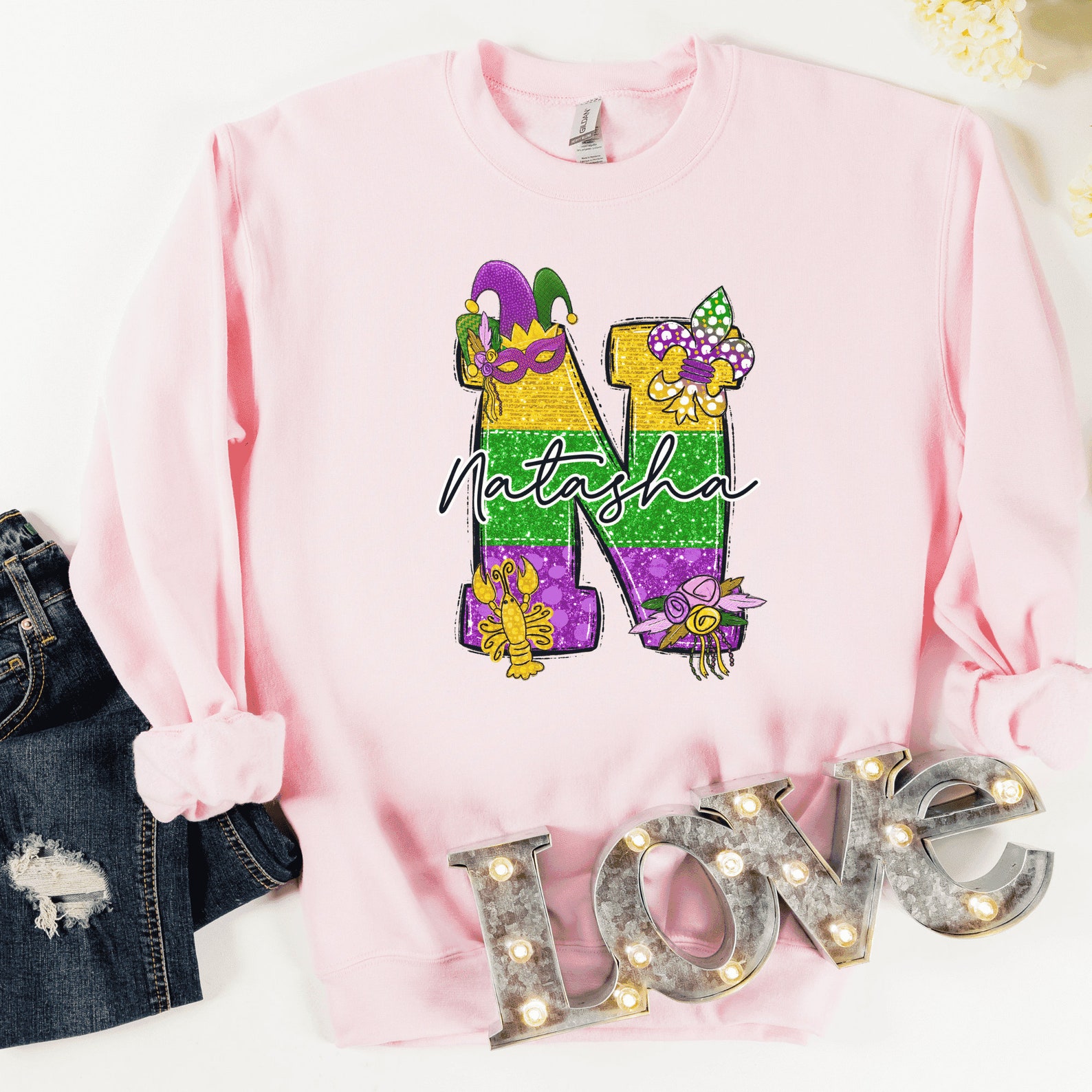 Mardi Gras Doodle Letter, Add Your Own Name, Personalized Custom Name ...