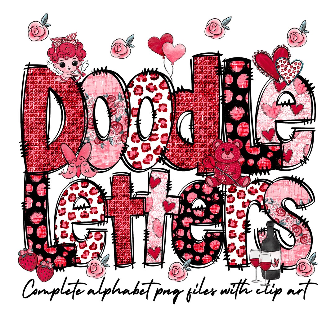 Valentines Day Alphabet With Clip Art PNG Files, Make Your Own Name ...