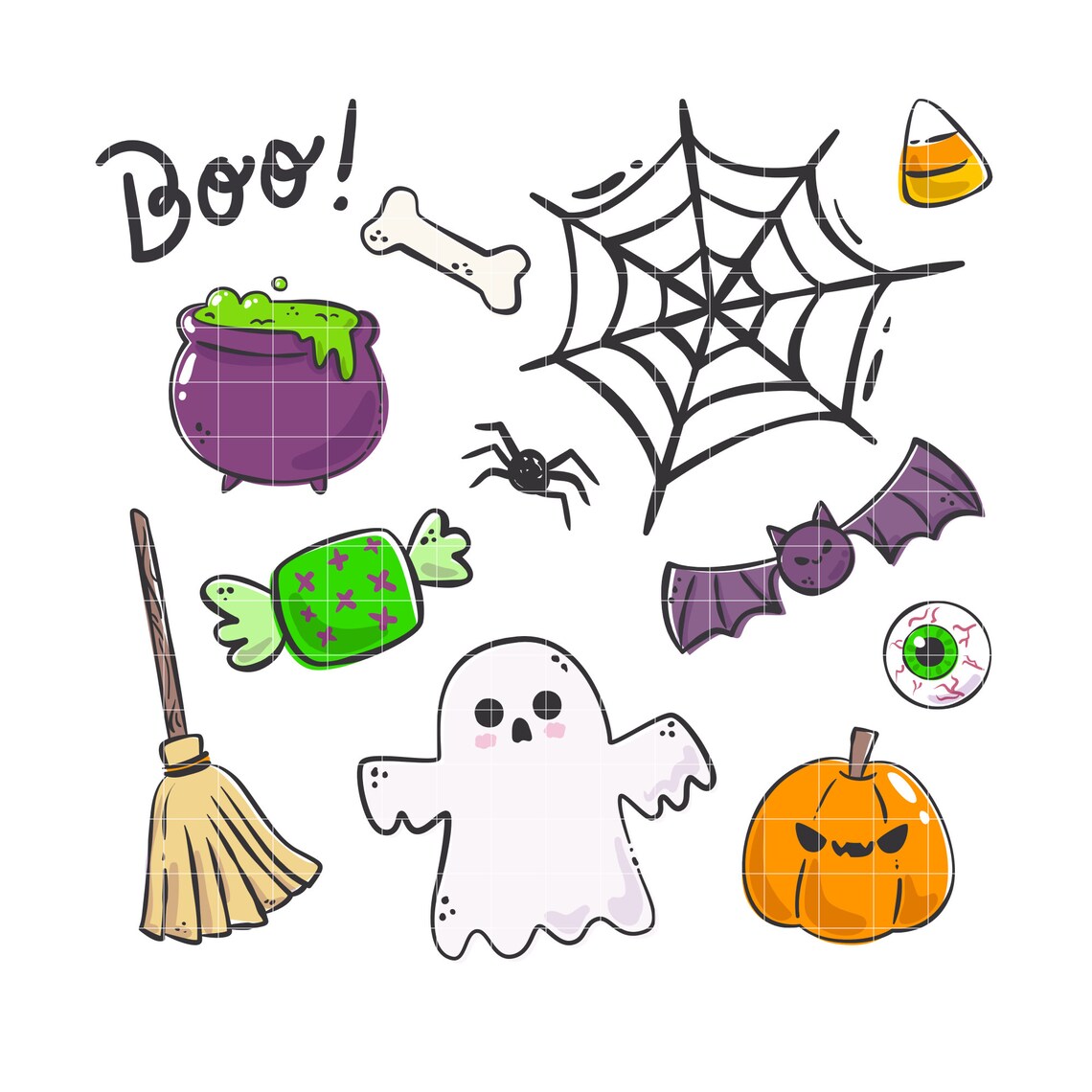 Halloween Doodle Letters With Clip Art PNG Files, Make Your Own Name ...