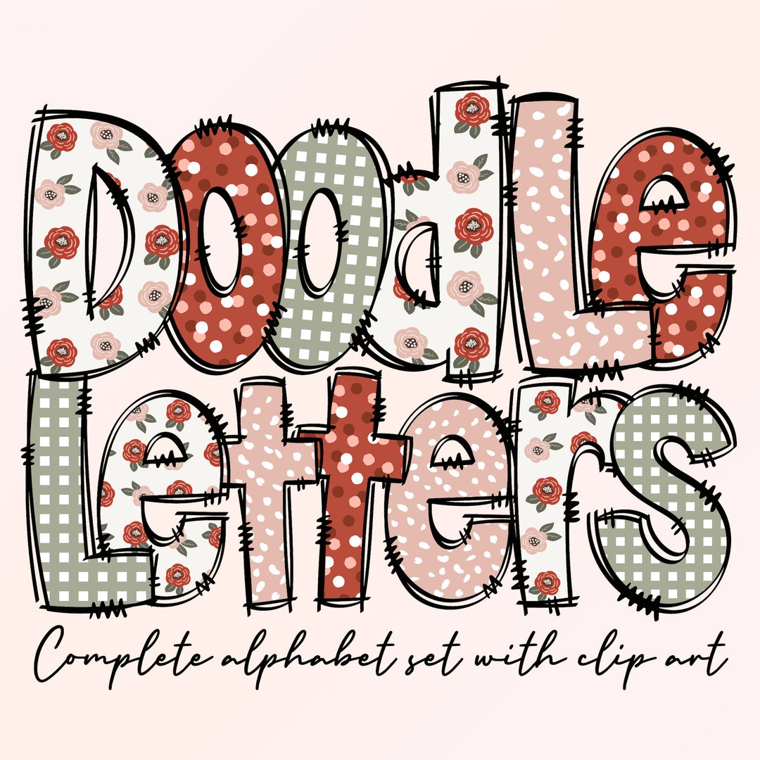 Floral Boho Spring Doodle Letters PNG Bundle, Spring Flower Alphabet ...