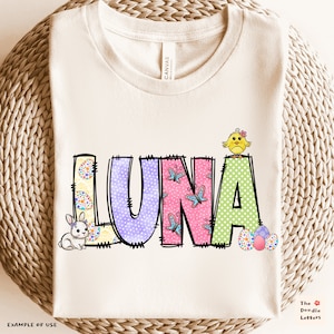 Easter Alphabet Letters With Clip Art PNG Bundle, Easter Bunny Doodle ...