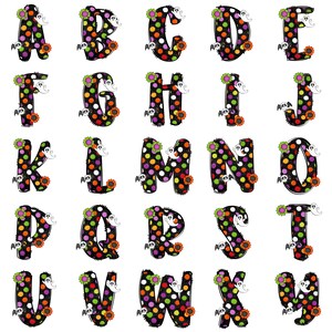 Halloween Alphabet Doodle Letters Sublimation PNG, Cute Ghost Png ...