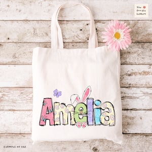 Easter Alphabet Letters With Clip Art PNG Bundle, Easter Bunny Doodle ...