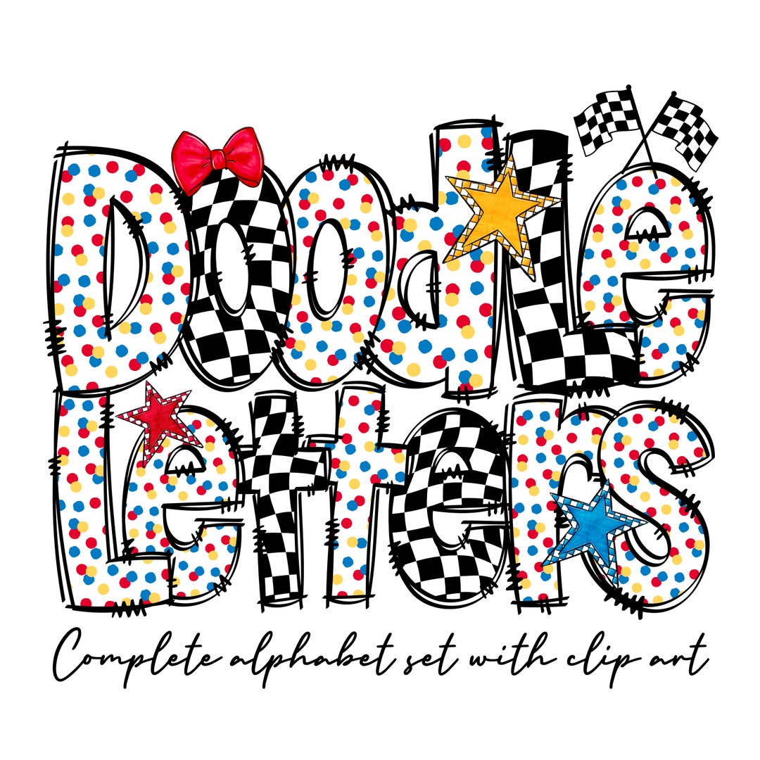 Racing Leopard Checker Alphabet, Doodle Letters & Numbers, Checker Font ...