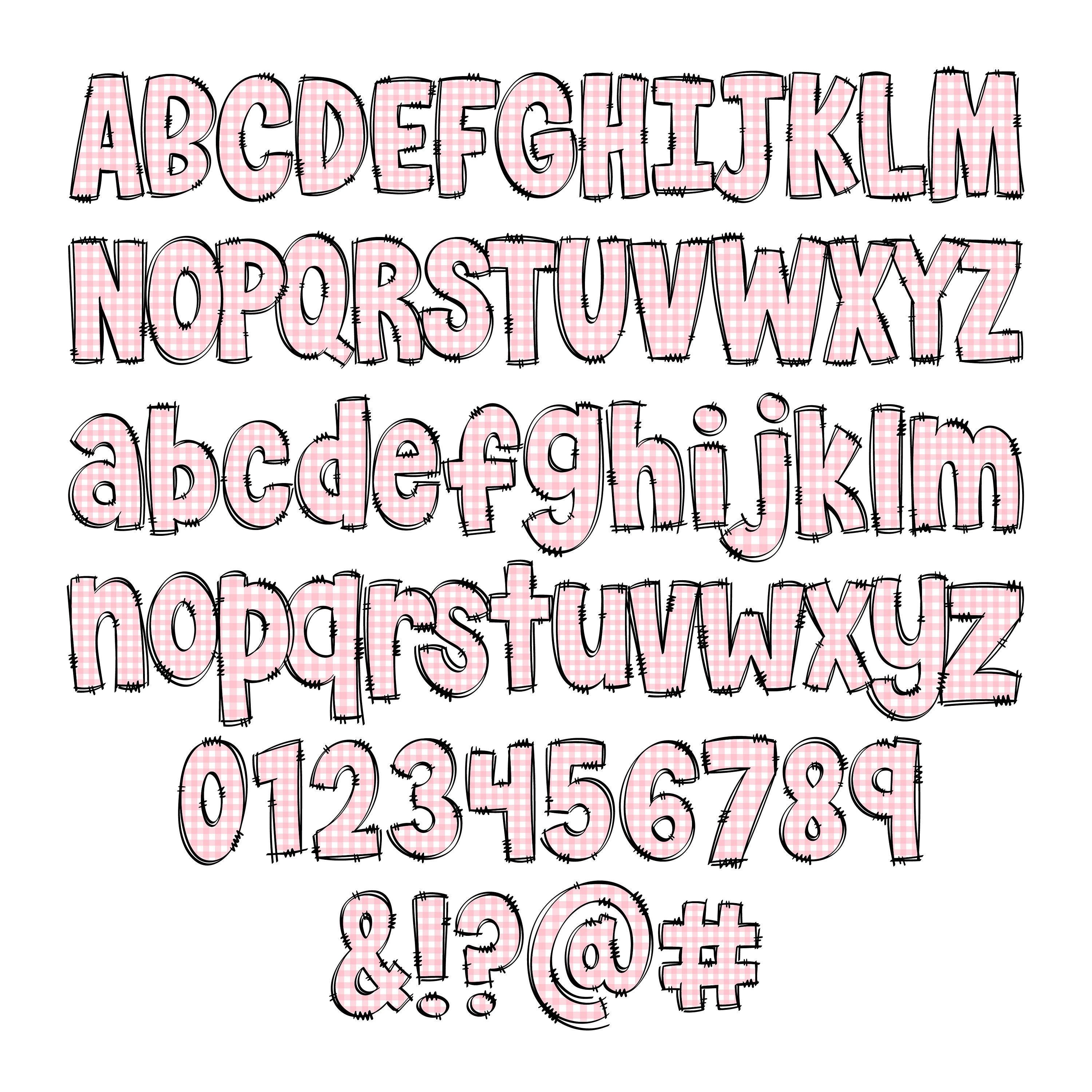 Pink Halloween Doodle Letters With Clip Art PNG Files Make - Etsy