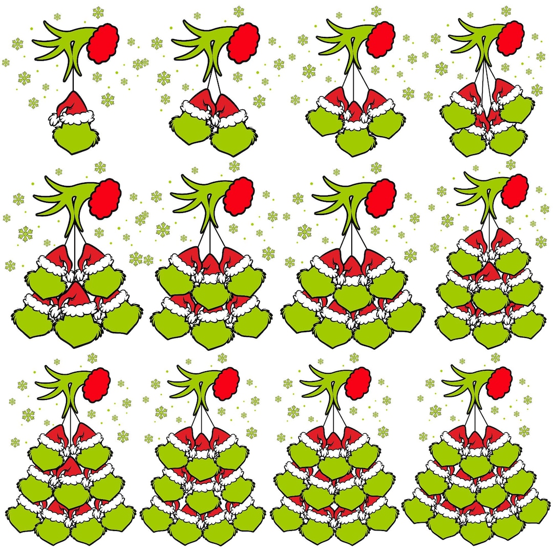 Personalized Grinch Hand With Kids 1-12 Names Bundle, CANVA Template ...