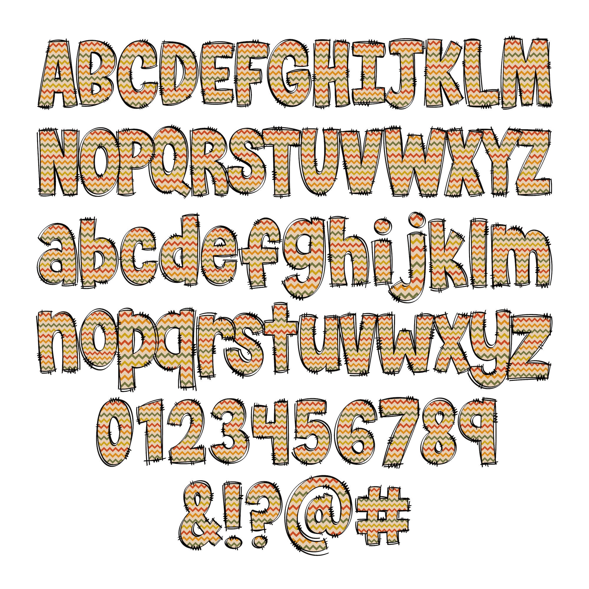 Fall Doodle Letters With Clip Art, Autumn Hand Drawn Doodle Alpha ...