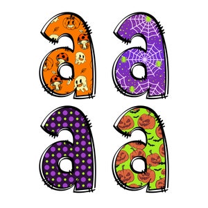 Halloween Doodle Letters With Clip Art PNG Files, Make Your Own Name ...