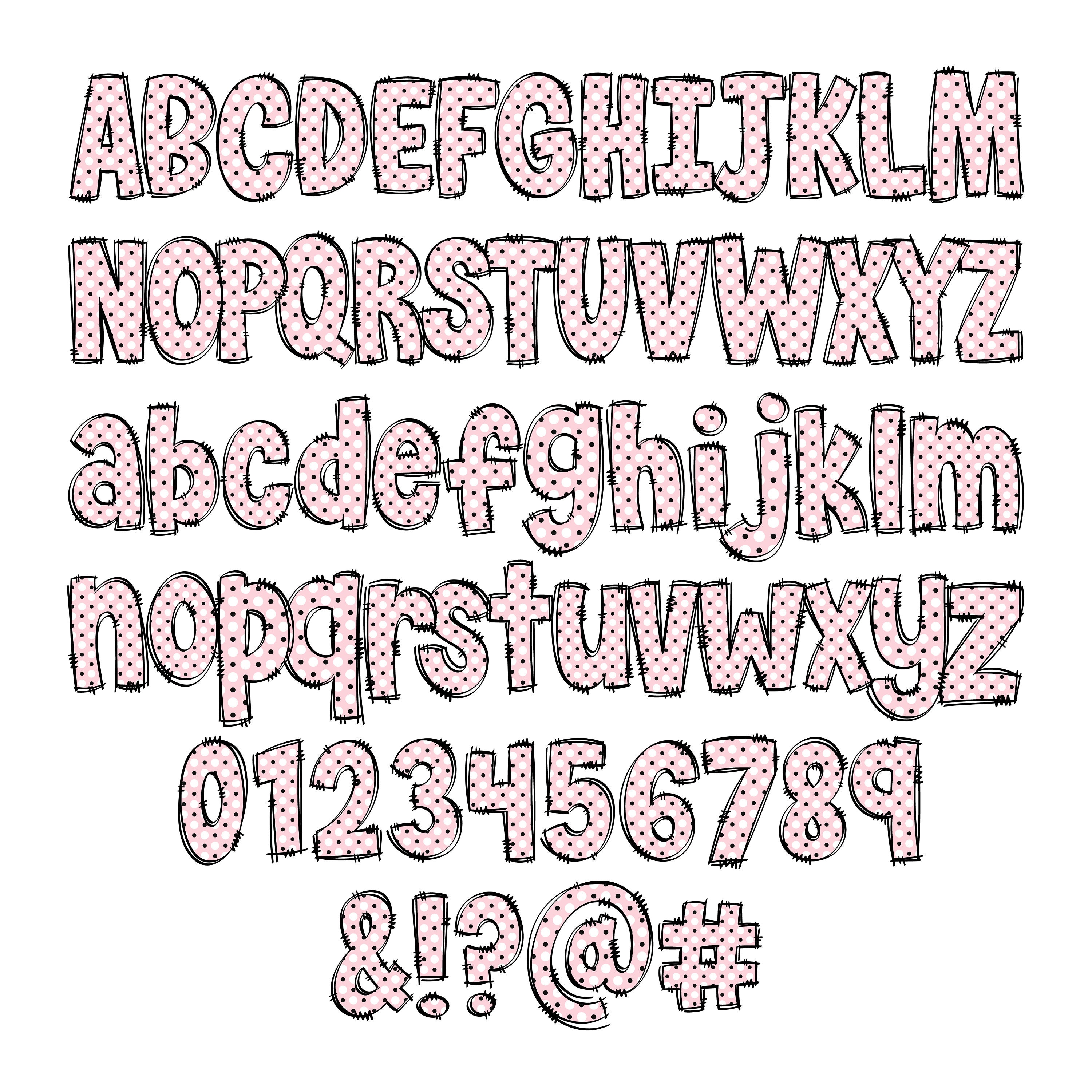 Pink Halloween Doodle Letters With Clip Art PNG Files Make - Etsy