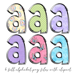 Easter Alphabet Letters With Clip Art PNG Bundle, Easter Bunny Doodle ...