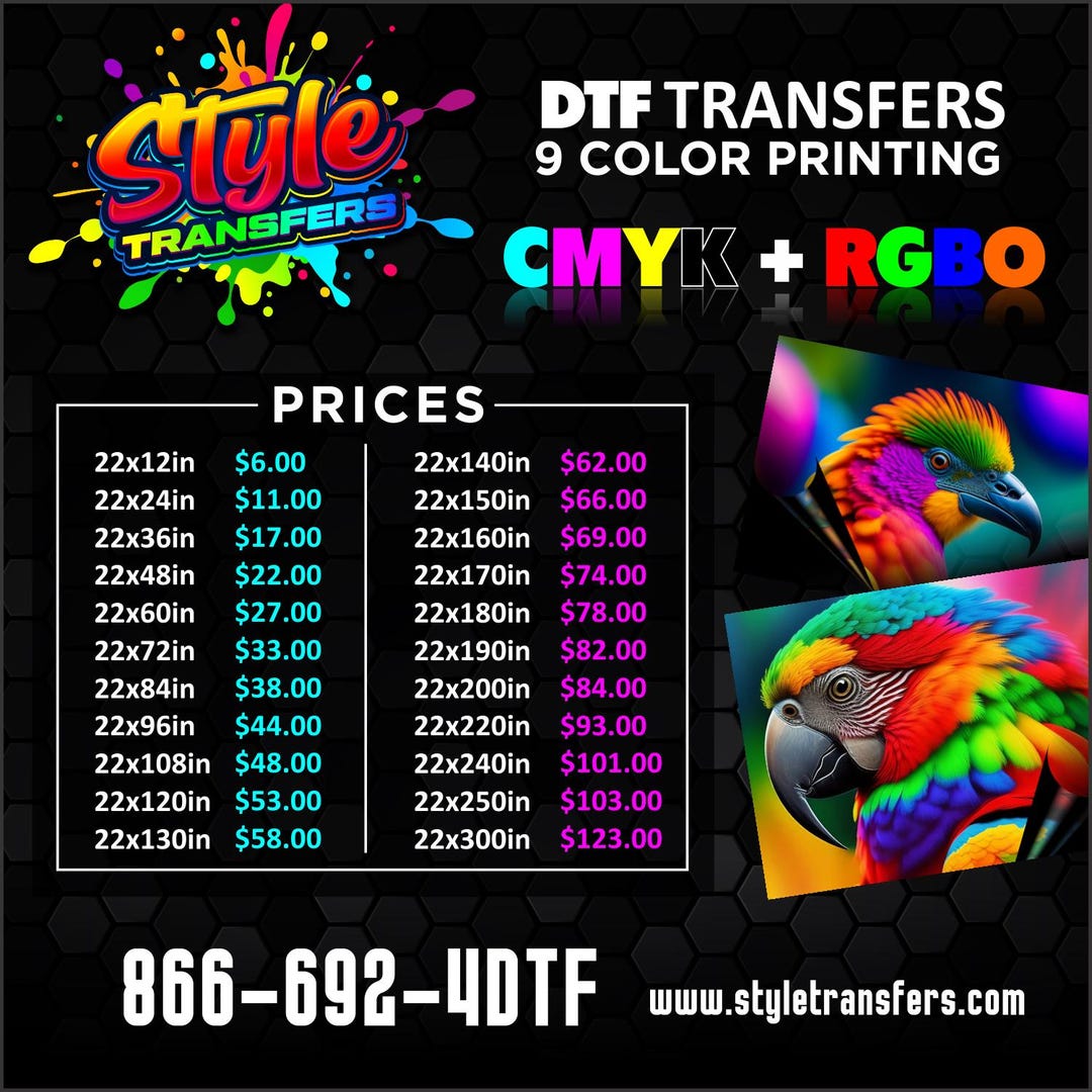 CMYK+RGBO DTF Transfers: Custom Gang Sheet, 9 Color Printing - Etsy