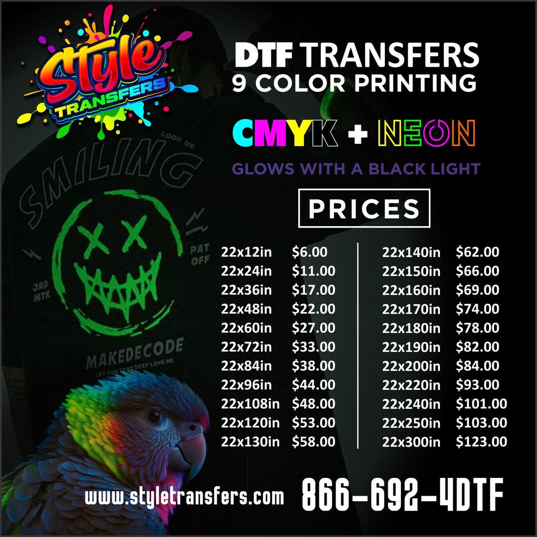9 Color Neon DTF Transfers,custom Transfers,dtf Transfers,transfers,dtf ...