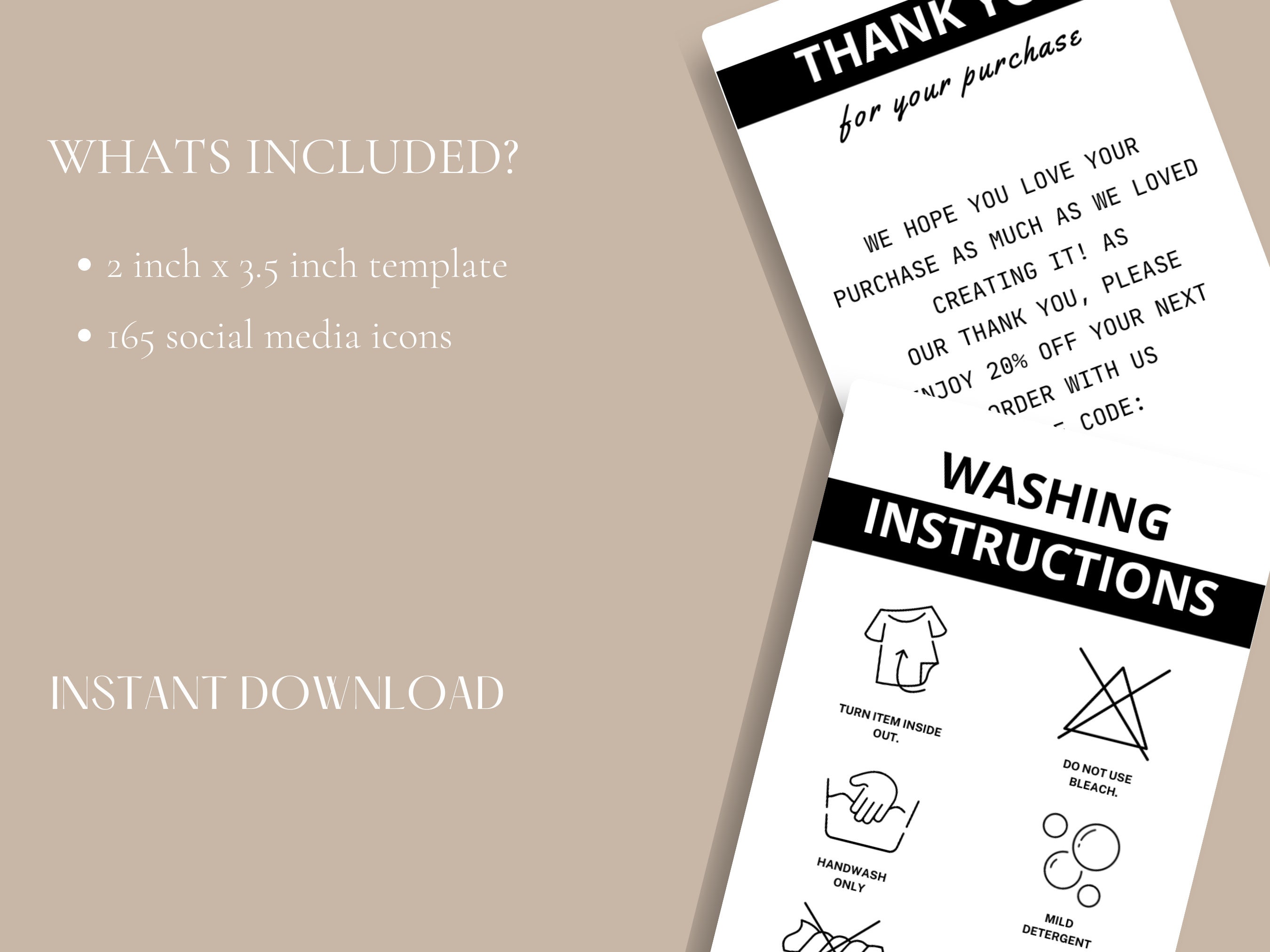 Editable Washing Instruction Template Washing Instruction Care Card ...
