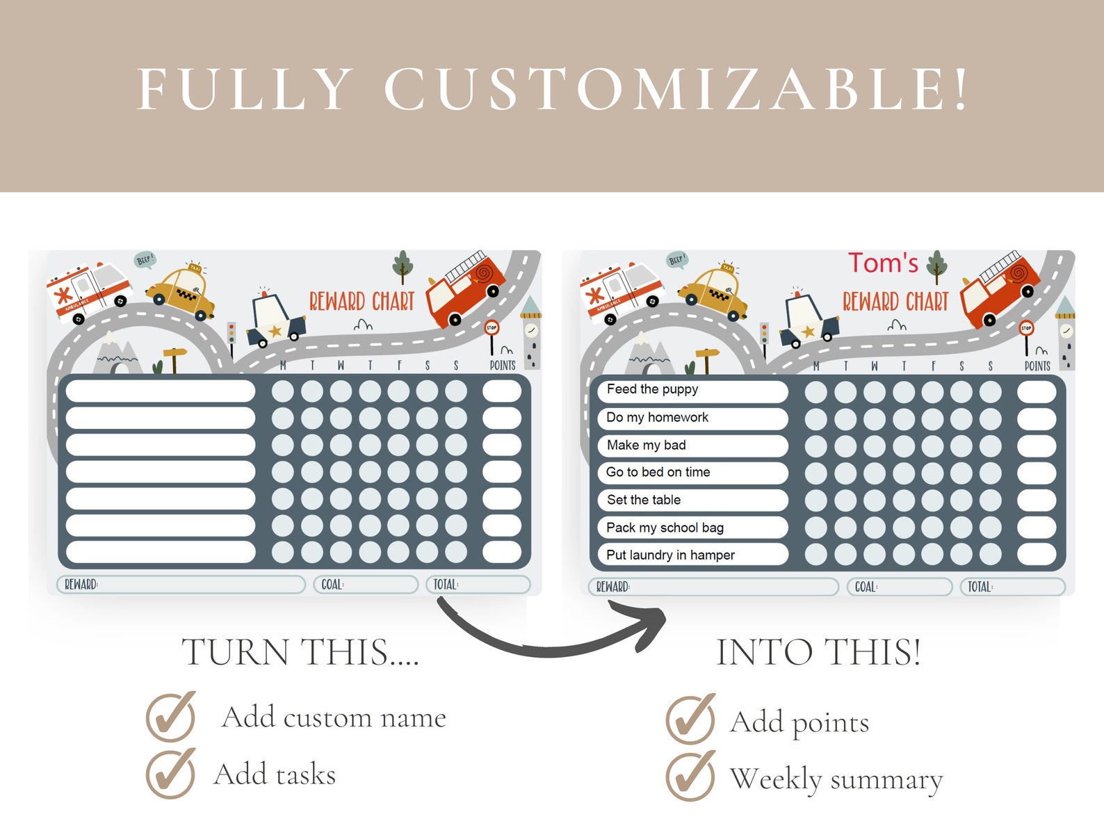 Editable Cars Chore Chart Cars Chore Chart for Kids Editable Reward ...