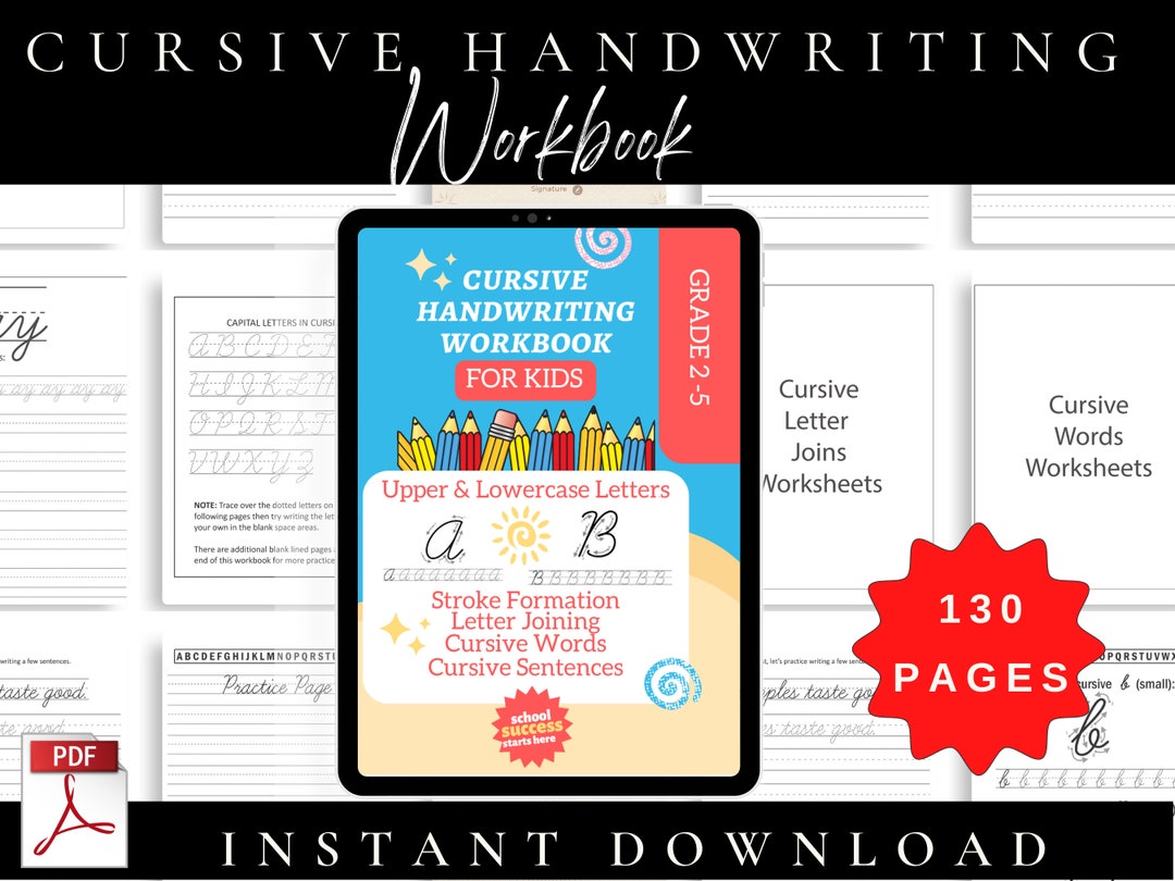Cursive Handwriting Workbook for Kids | Kids Handwriting Worksheet ...