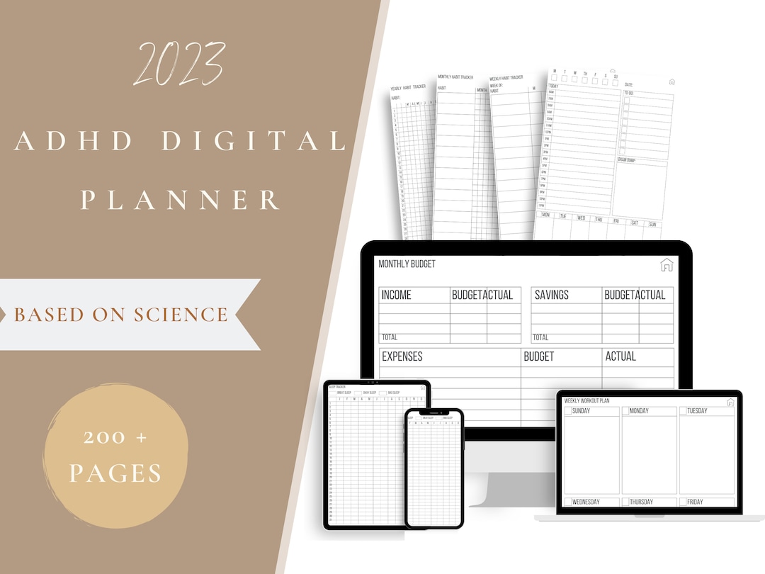 ADHD Digital Planner Printable ADHD Journal, Organizer ADHD Workbook ...