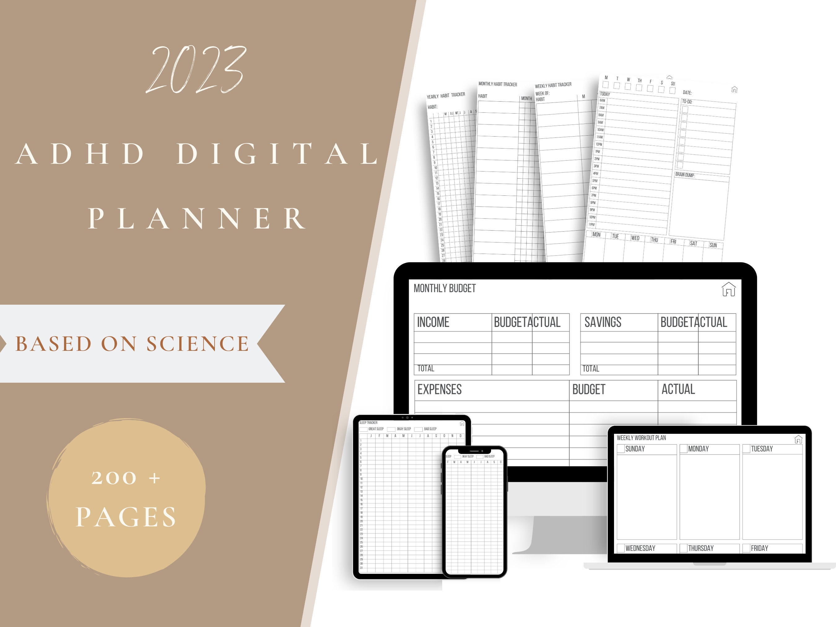 ADHD Digital Planner Printable ADHD Journal, Organizer ADHD Workbook ...