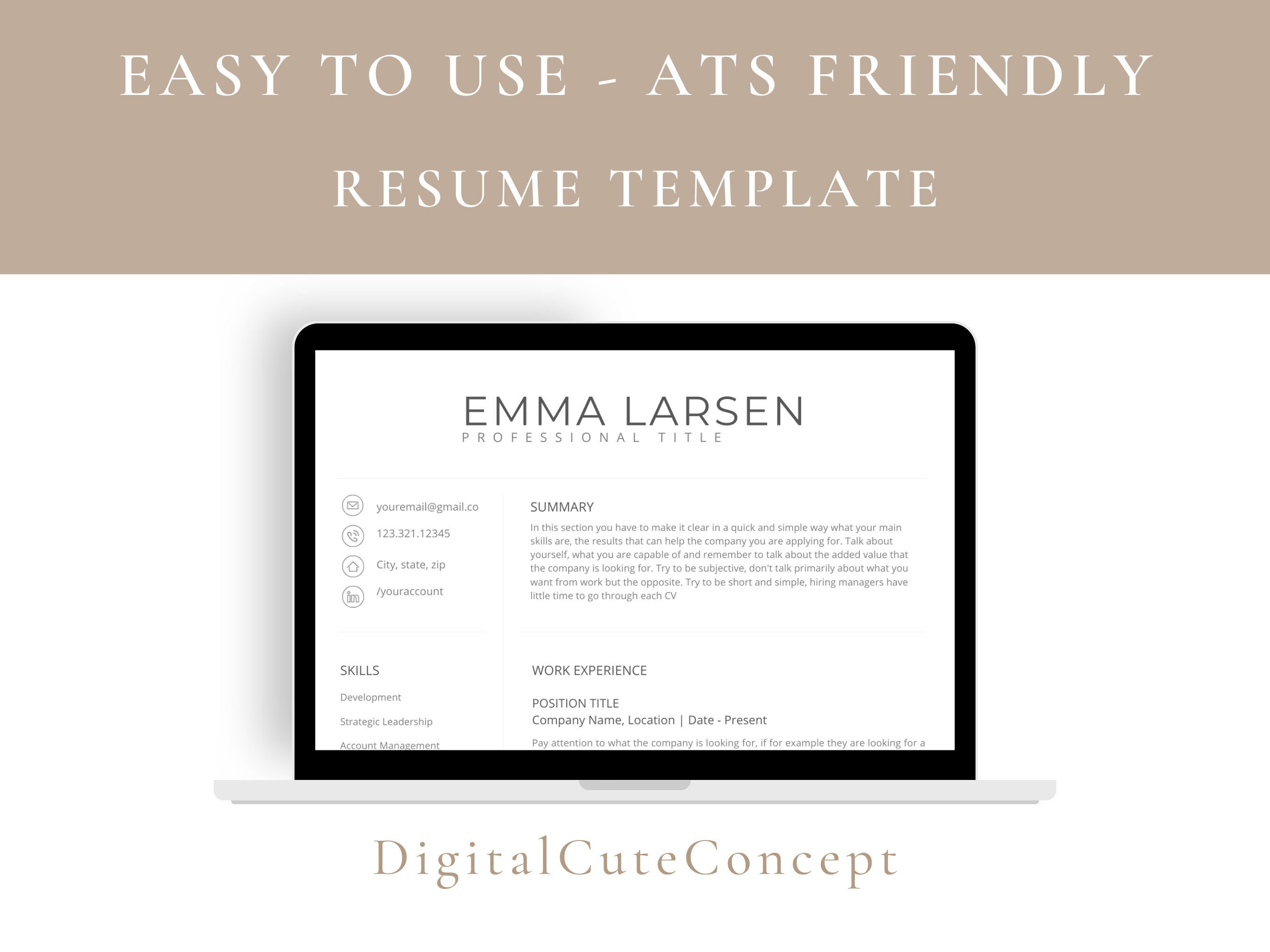 Plantilla de CV ATS Friendly para Word & Google Docs / Carta de ...