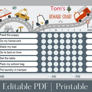 Editable Cars Chore Chart Cars Chore Chart for Kids Editable Reward ...
