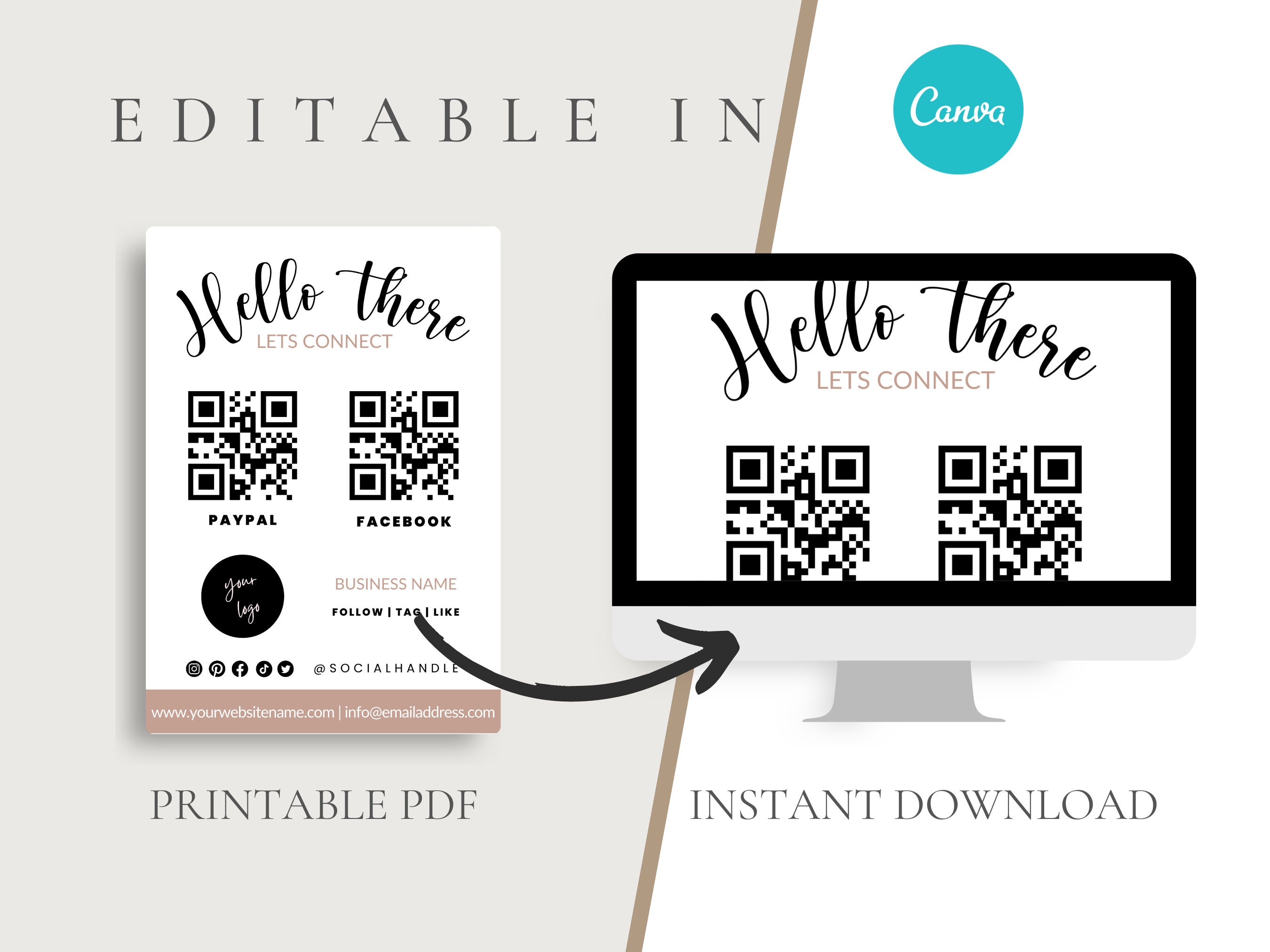 Modern Editable Scan to Pay Sign in Scan to Pay Canva Template Business ...