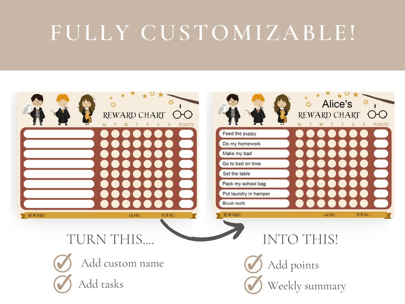 Editable Wizard Chore Chart | Wizard Chore Chart for Kids | Editable ...