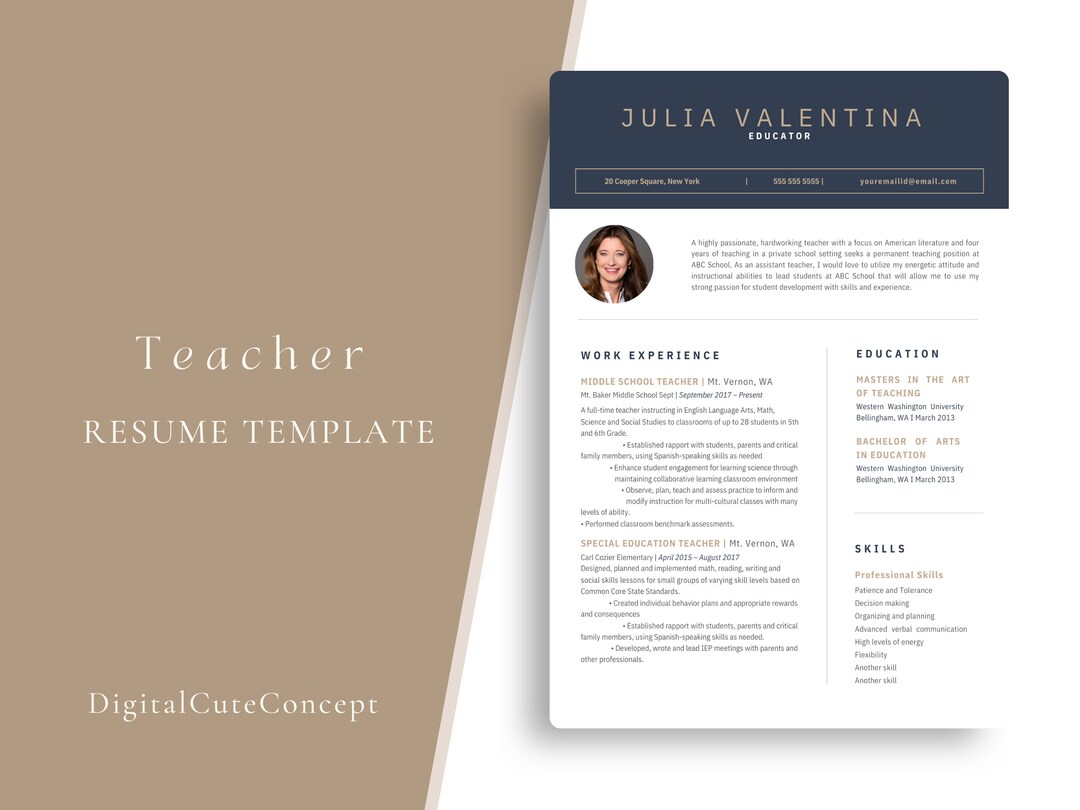 Teacher Word Resume Template Modern Teaching Resume Template for Word ...