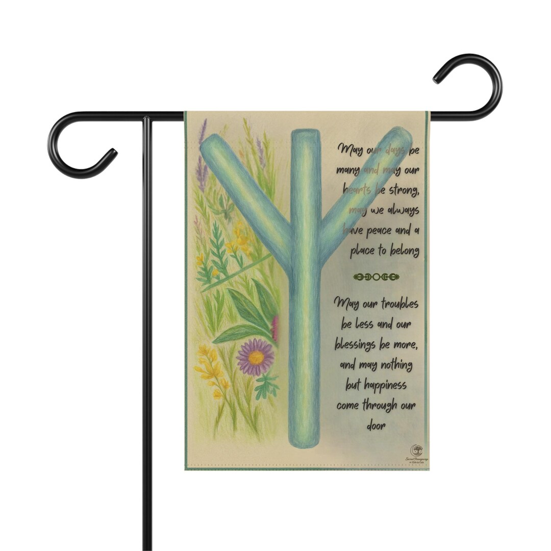 House Banner, Protective Home Blessing With Norse Rune Symbol Algiz ...