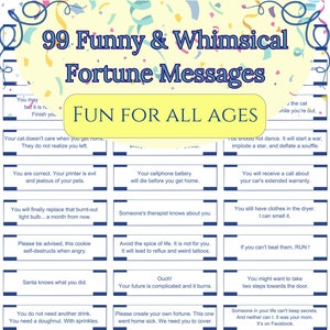 99 Funny Fortune Cookie Messages Digital Download Fun Fortunes and ...