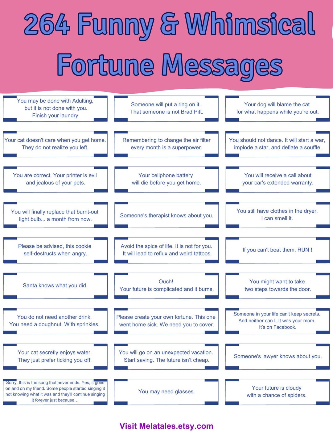 264 Funny Fortune Cookie Messages Digital Download Fun Fortunes and ...