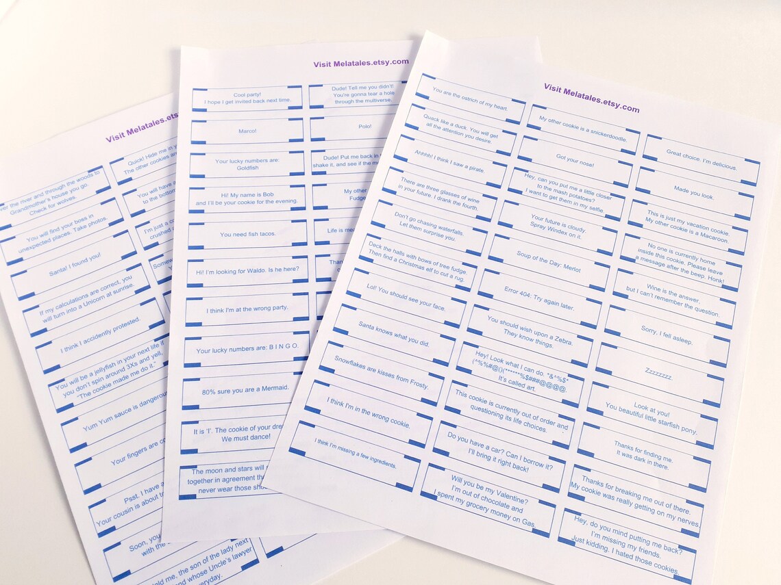 99 Ridiculous Fortune Messages Digital Download Wacky Fortunes ...