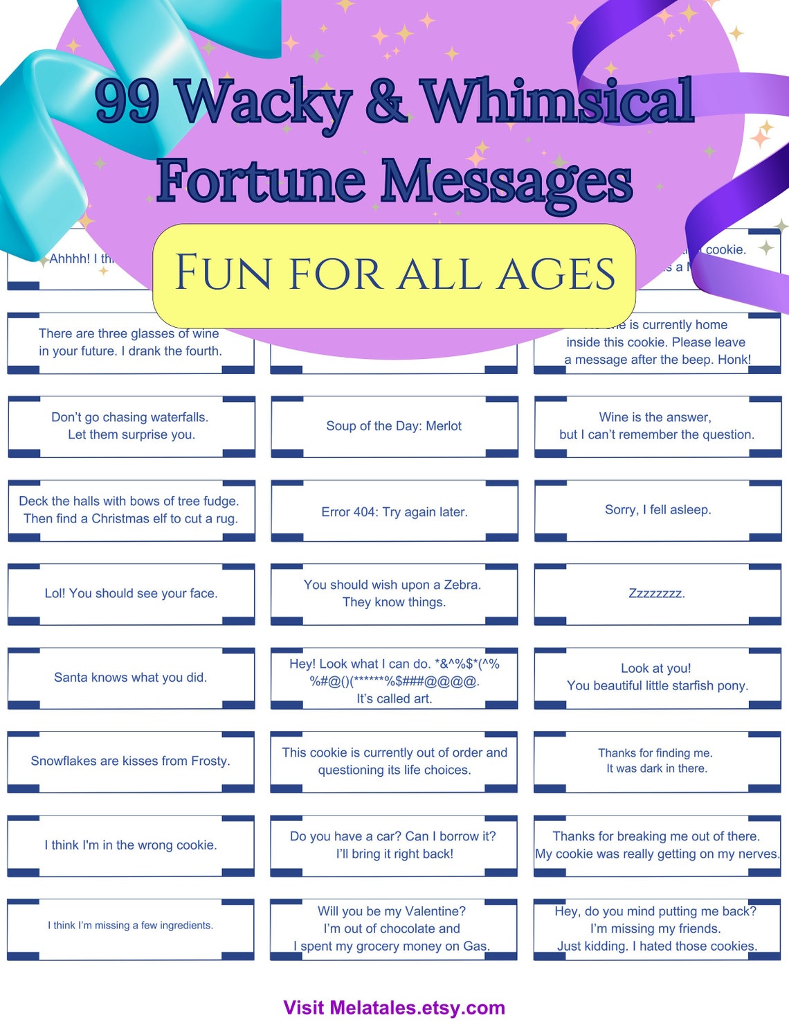 99 Ridiculous Fortune Messages Digital Download Wacky Fortunes ...