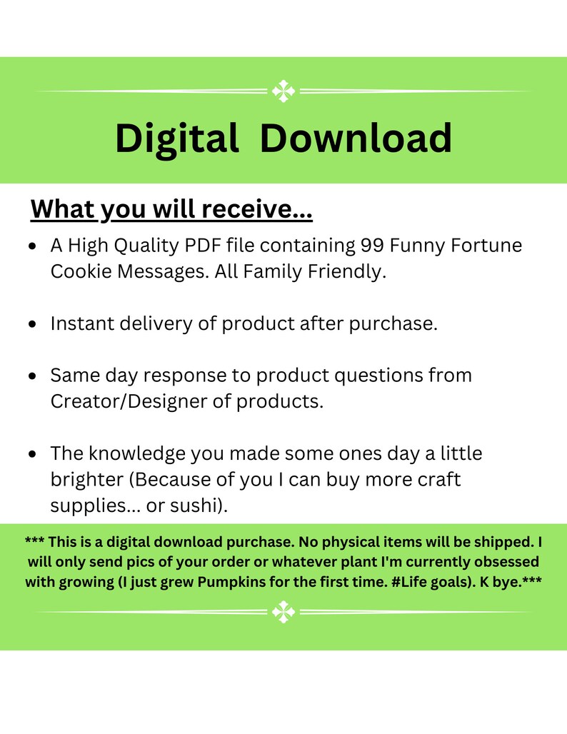 99 Funny Fortune Cookie Messages Digital Download Fun Fortunes and ...