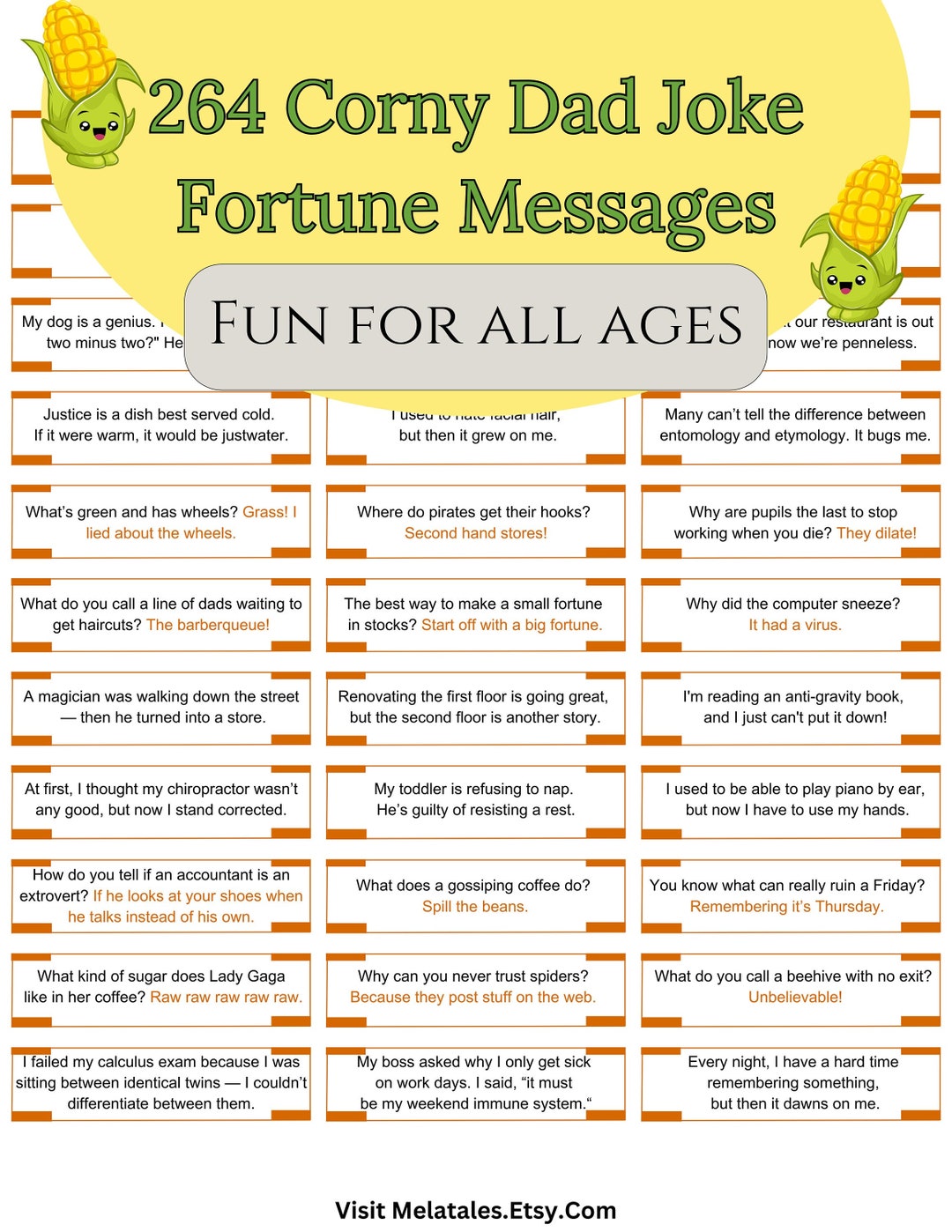 264 Dad Joke Fortune Messages Digital Download - Etsy