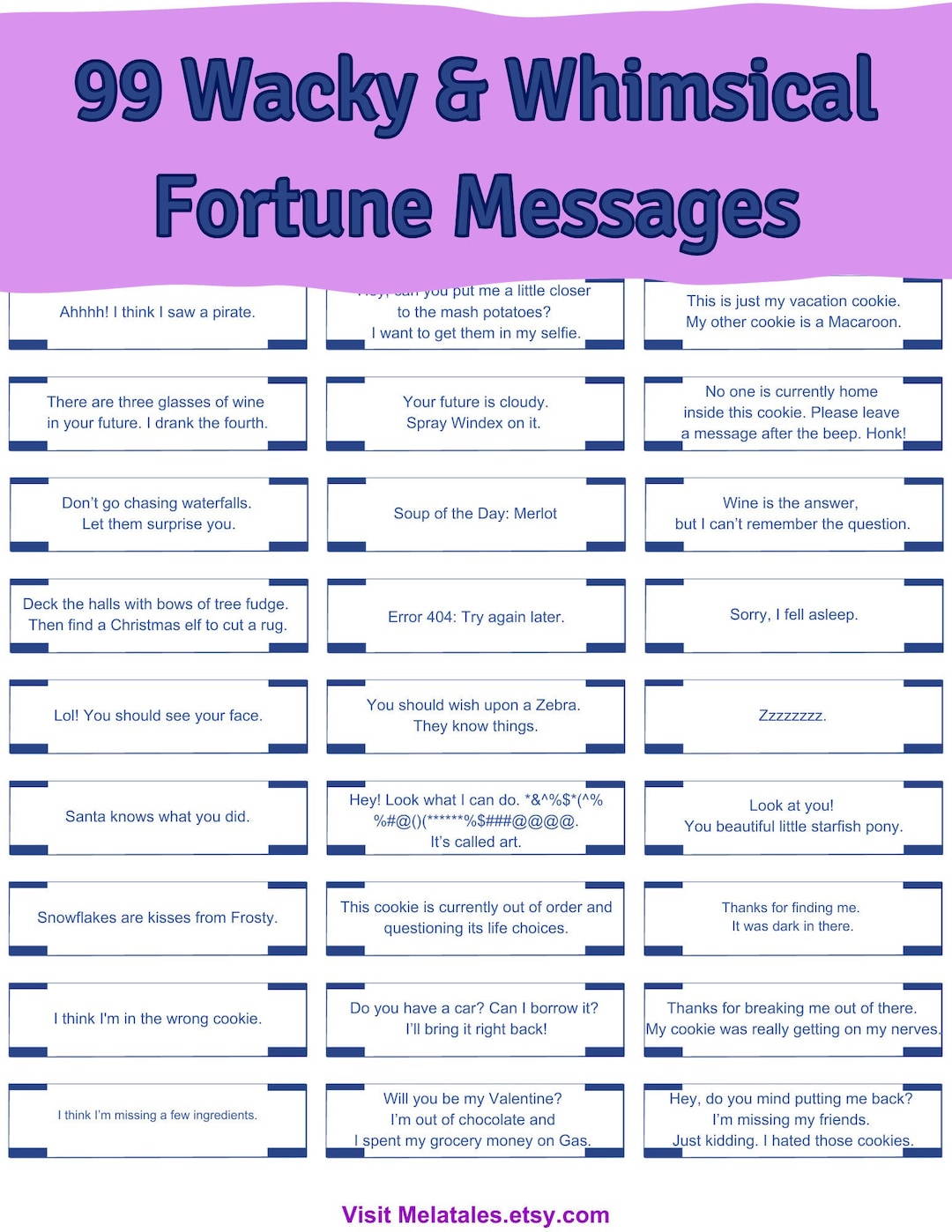 99 Ridiculous Fortune Messages Digital Download Wacky Fortunes ...