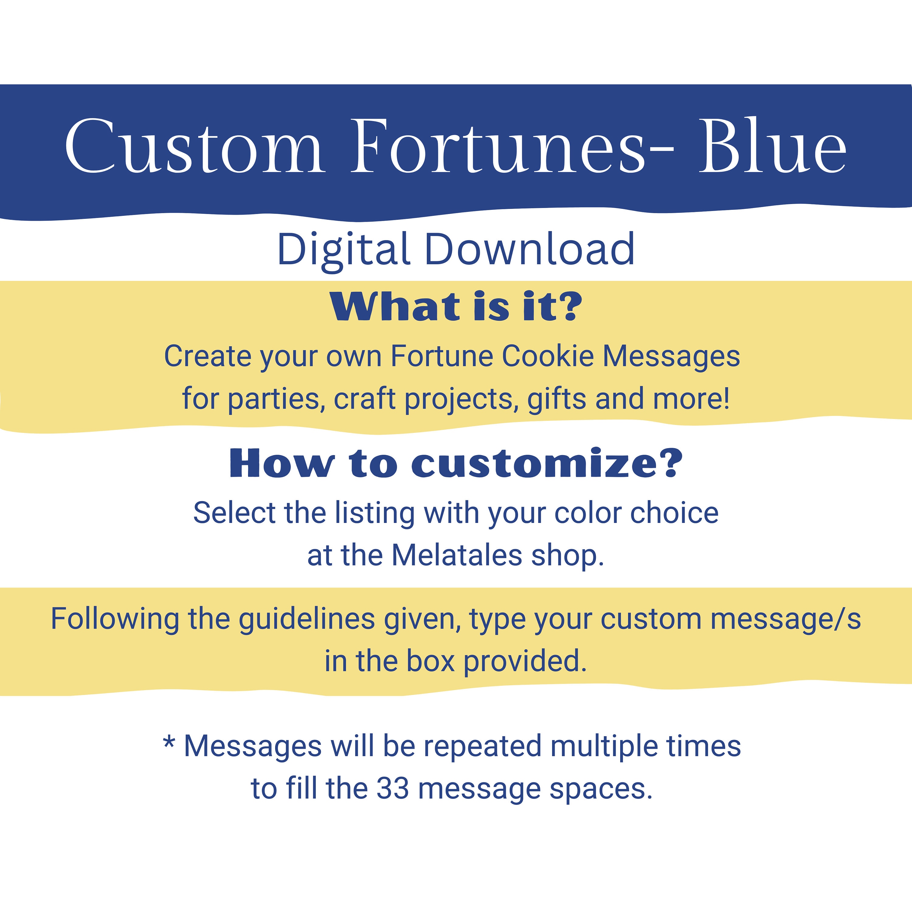 Custom Fortunes - Blue - Digital Download - Personalized - Etsy