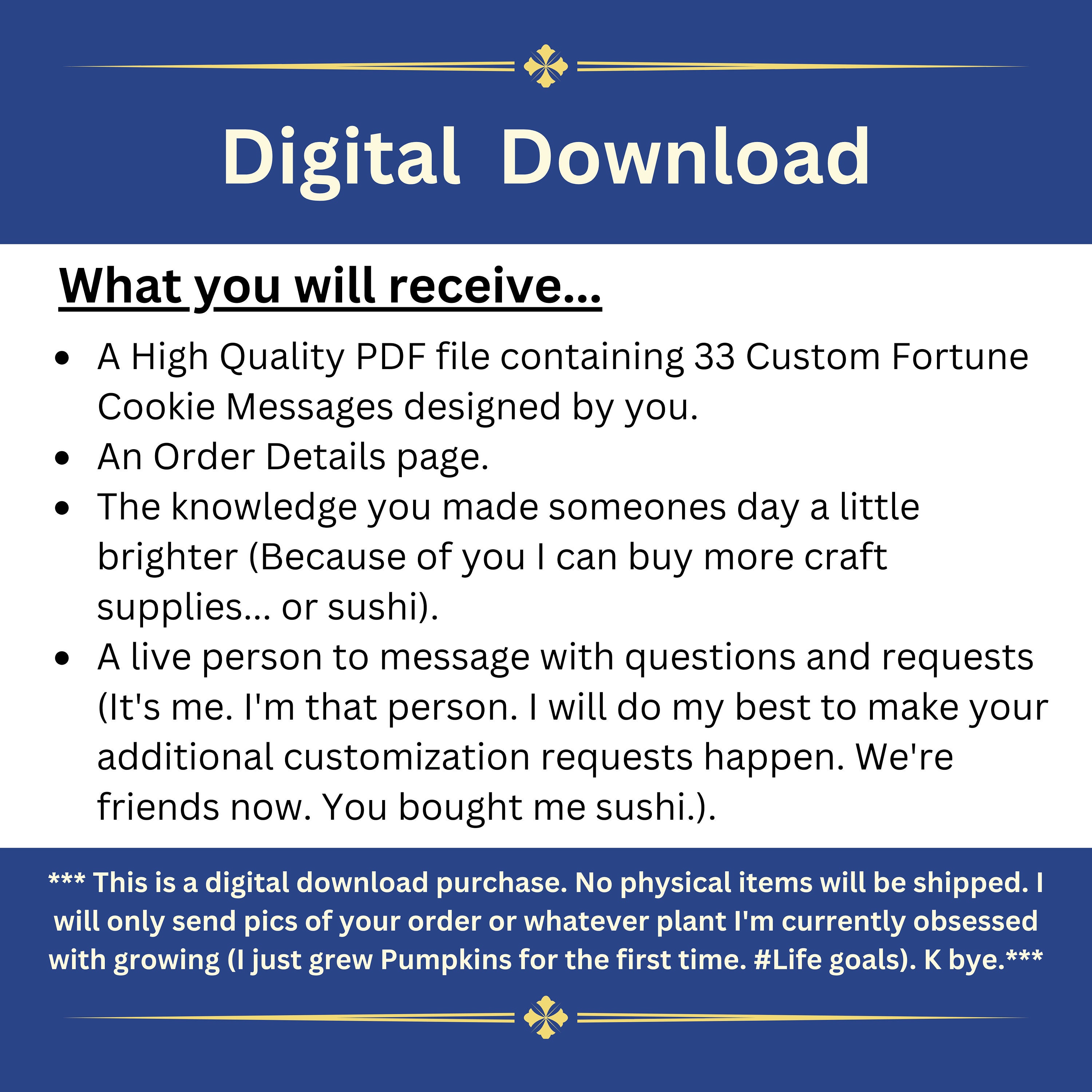 Custom Fortunes - Blue - Digital Download - Personalized - Etsy