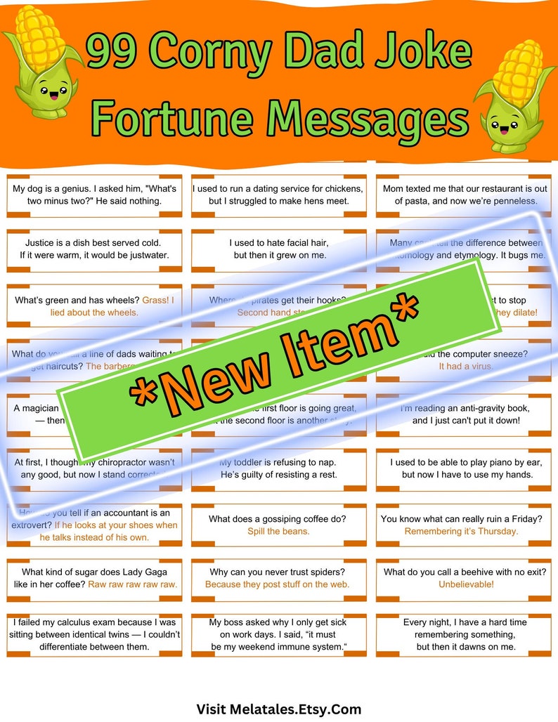 99 Dad Joke Fortune Messages Digital Download - Etsy
