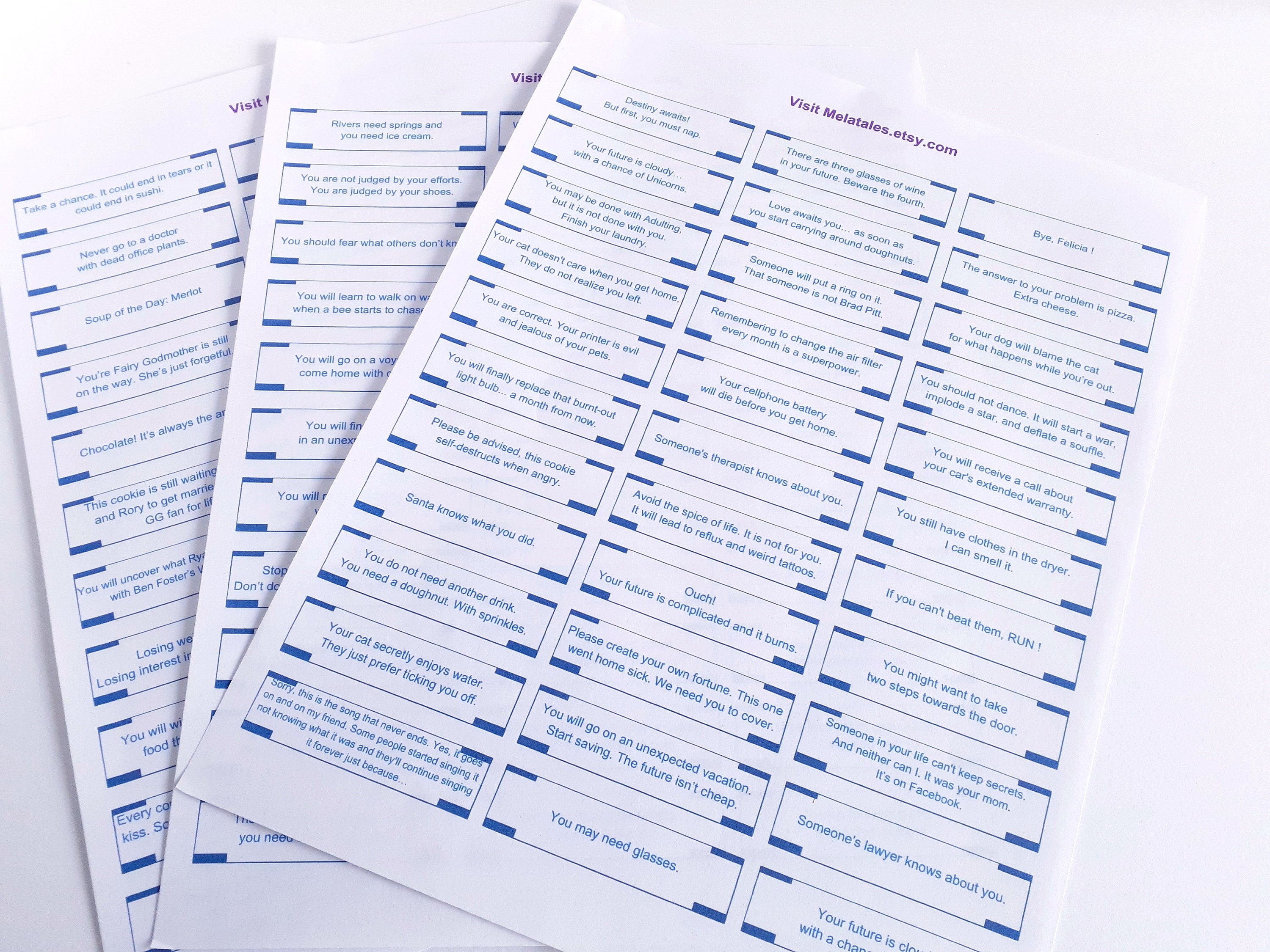 99 Funny Fortune Cookie Messages Digital Download Fun Fortunes and ...