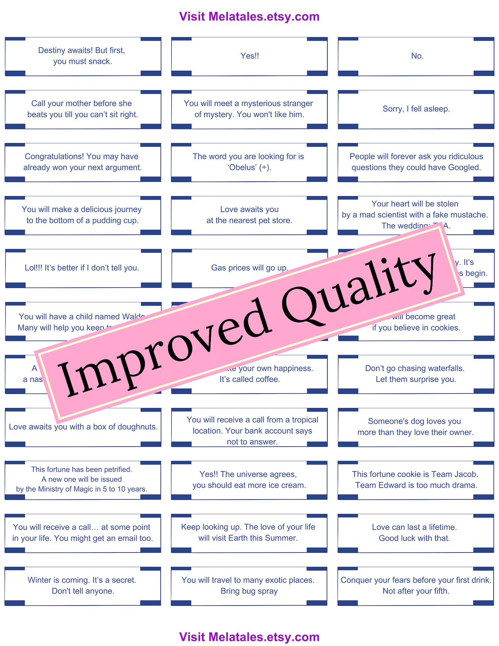 264 Funny Fortune Cookie Messages - Digital Download - Fun Fortunes and ...