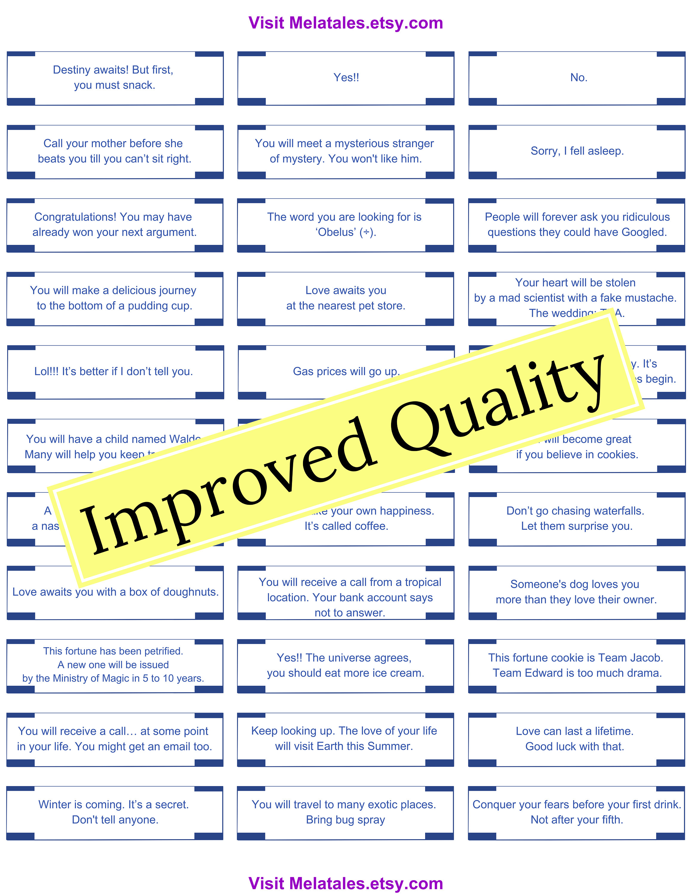 99 Funny Fortune Cookie Messages - Digital Download - Fun Fortunes and ...