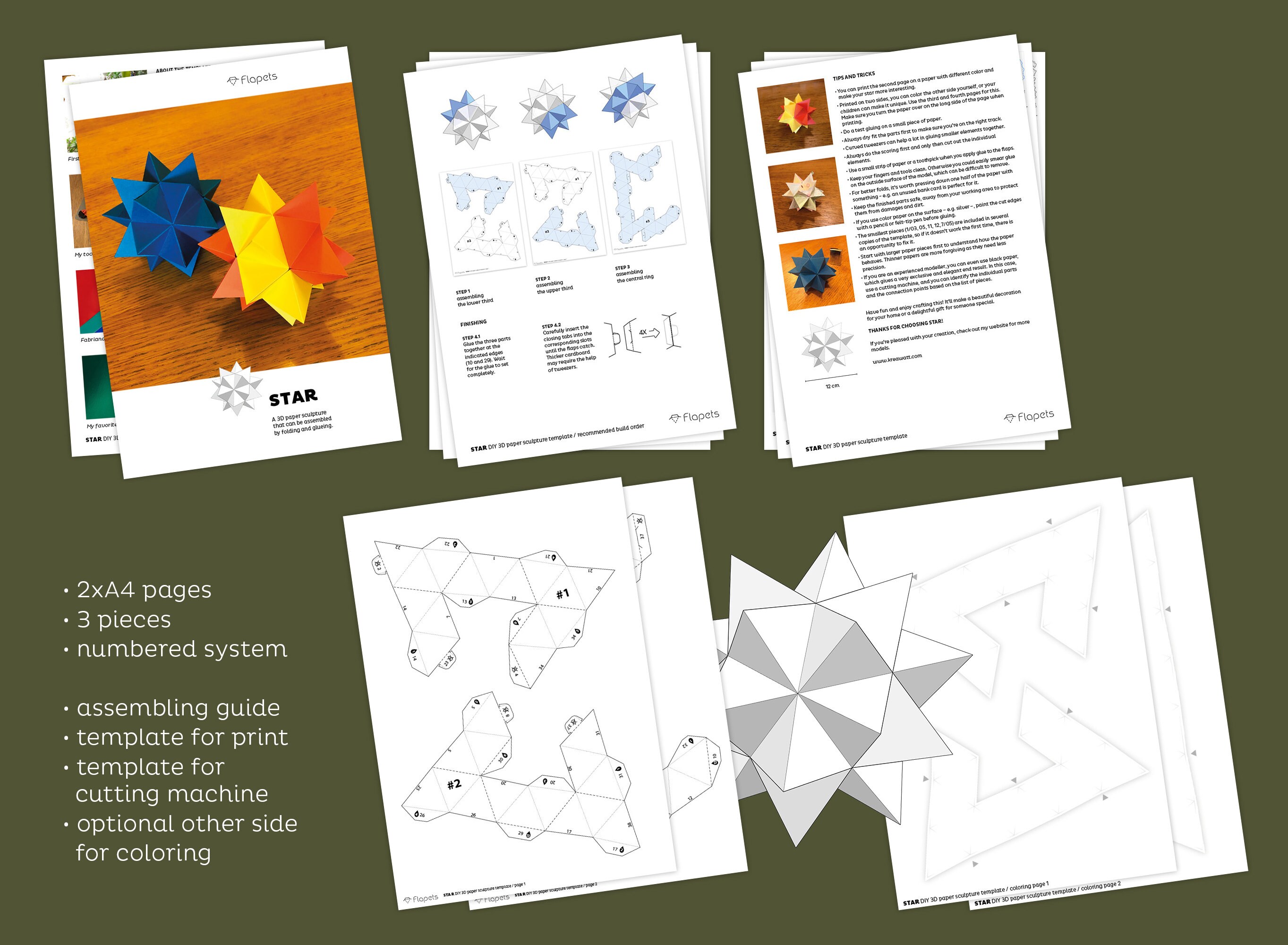 STAR - DIY 3D Paper Sculpture Template - Etsy UK